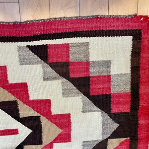 Navajo Ganado Red , C. 1930-40's. 41 1/4"x63 1/2". 3 Red Diamond Design ...
