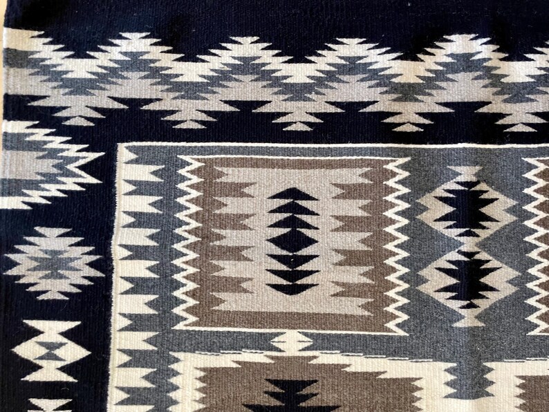 Navajo Storm Pattern, 43"x54". C. 80's. All Natural Colors of Black ...