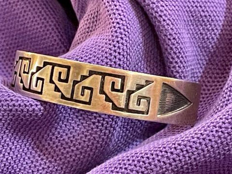 Hopi Sterling Silver Overlay Water Wave Cuff by Weaver Selina (1944 ...