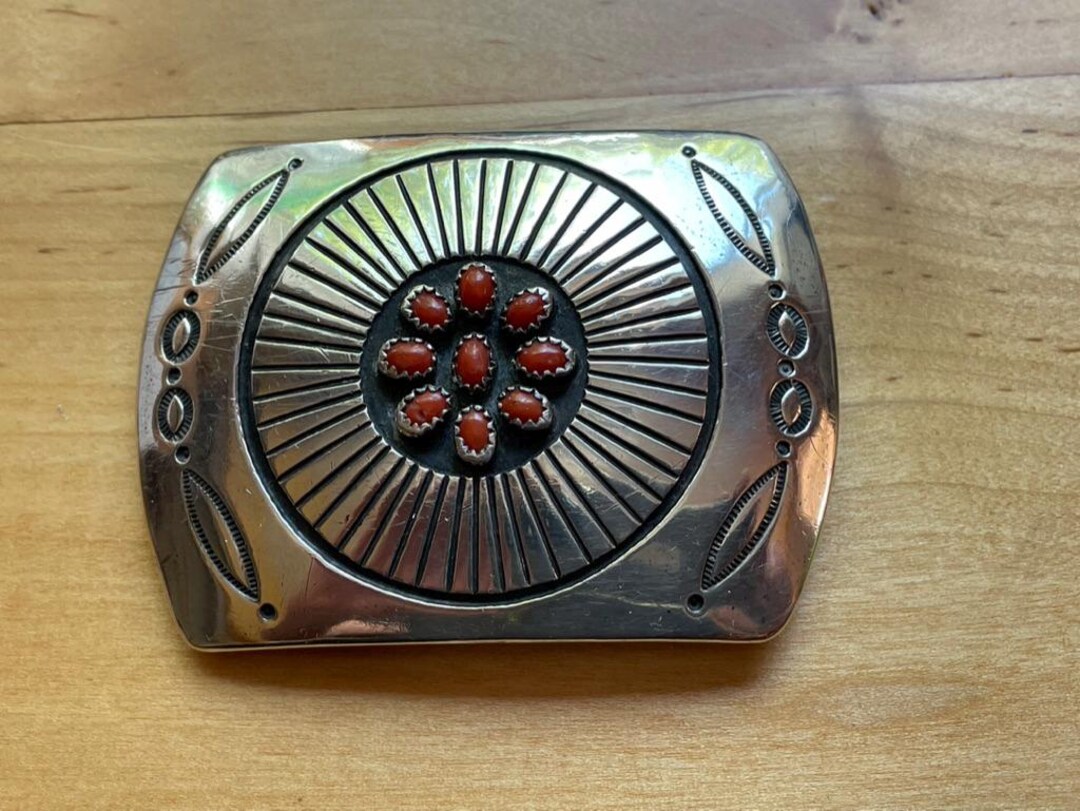 Roscoe Scott, Navajo. Sterling and Mediterranean Coral Belt Buckle. 3"x ...