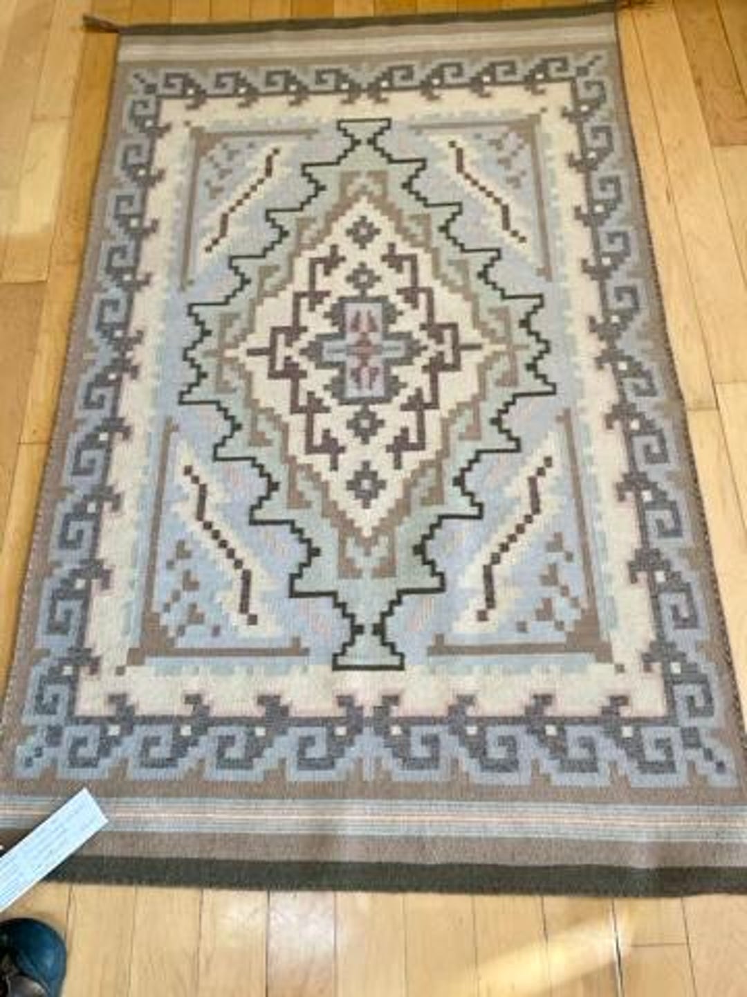 Navajo Burntwater Rug. Soft Natural Pastel Palette of Green, Blue and ...