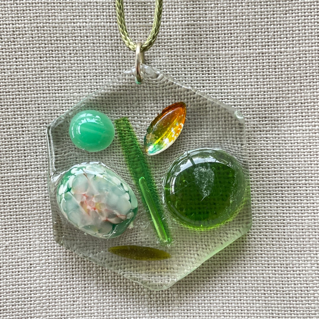 Shades of Green Retro Hexagon Resin Pendant - Etsy