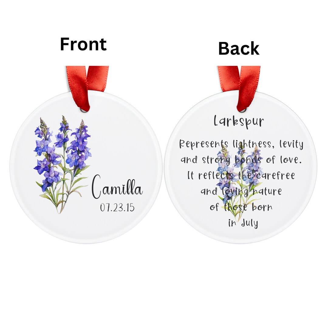Custom July Birth Month Birth Flower Ornament,customizable With Name ...