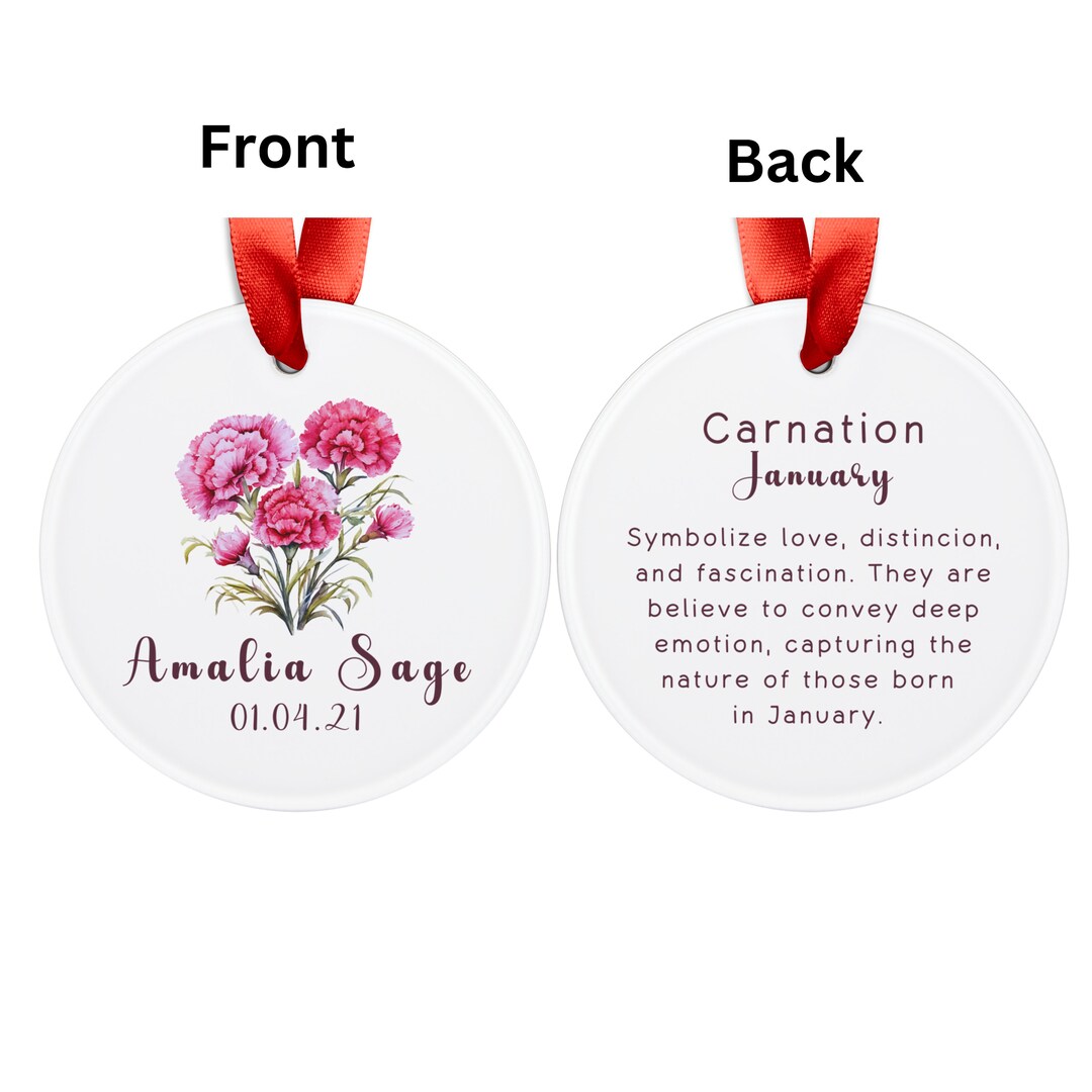 Custom January Birth Flower Ornaments Dual Print,personalized Birth ...