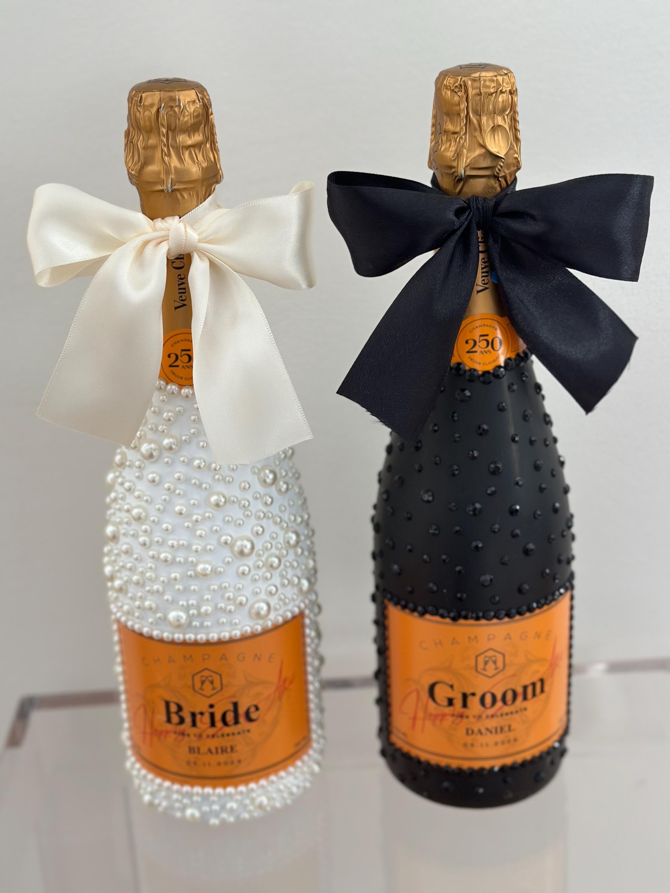 Custom Bride and Groom Pearl Champagne Bottle - Etsy