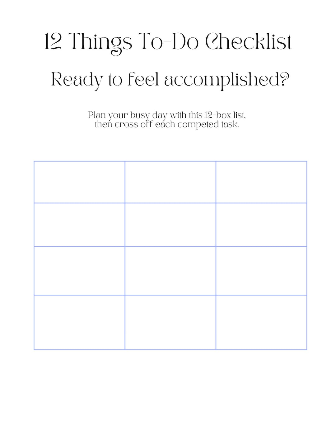 Printable Digital Accomplishment Checklist 12 Things to Do - Etsy