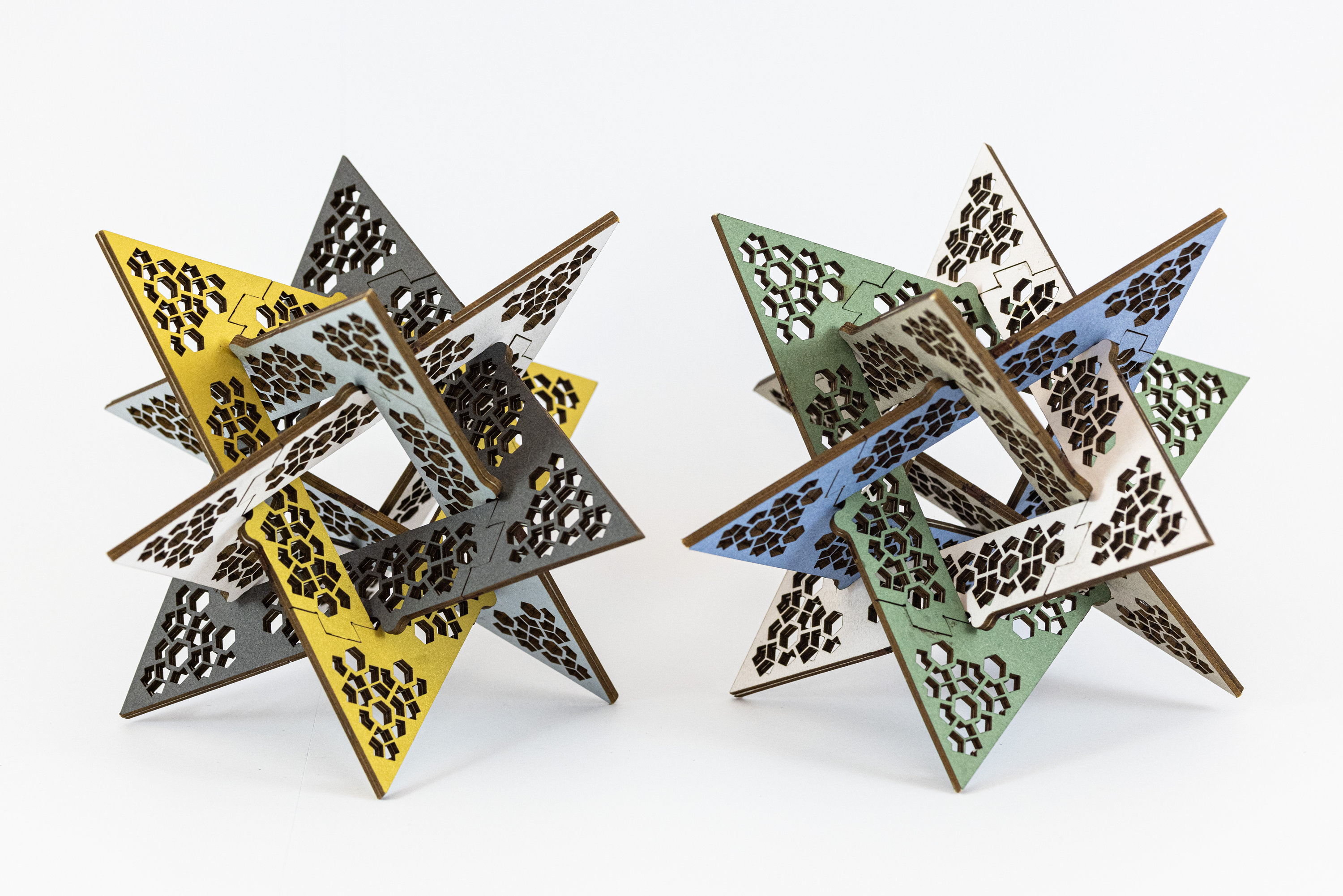 Interlocking Star Orb, Laser Cut Model Kit blue, Green, White, Grey - Etsy