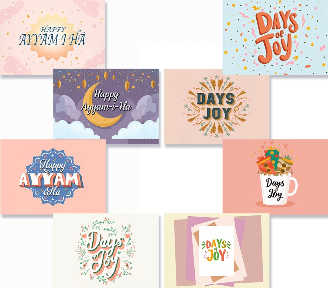 Retros - 8 Pack Ayyam-i-ha Cards (print at Home) - Etsy