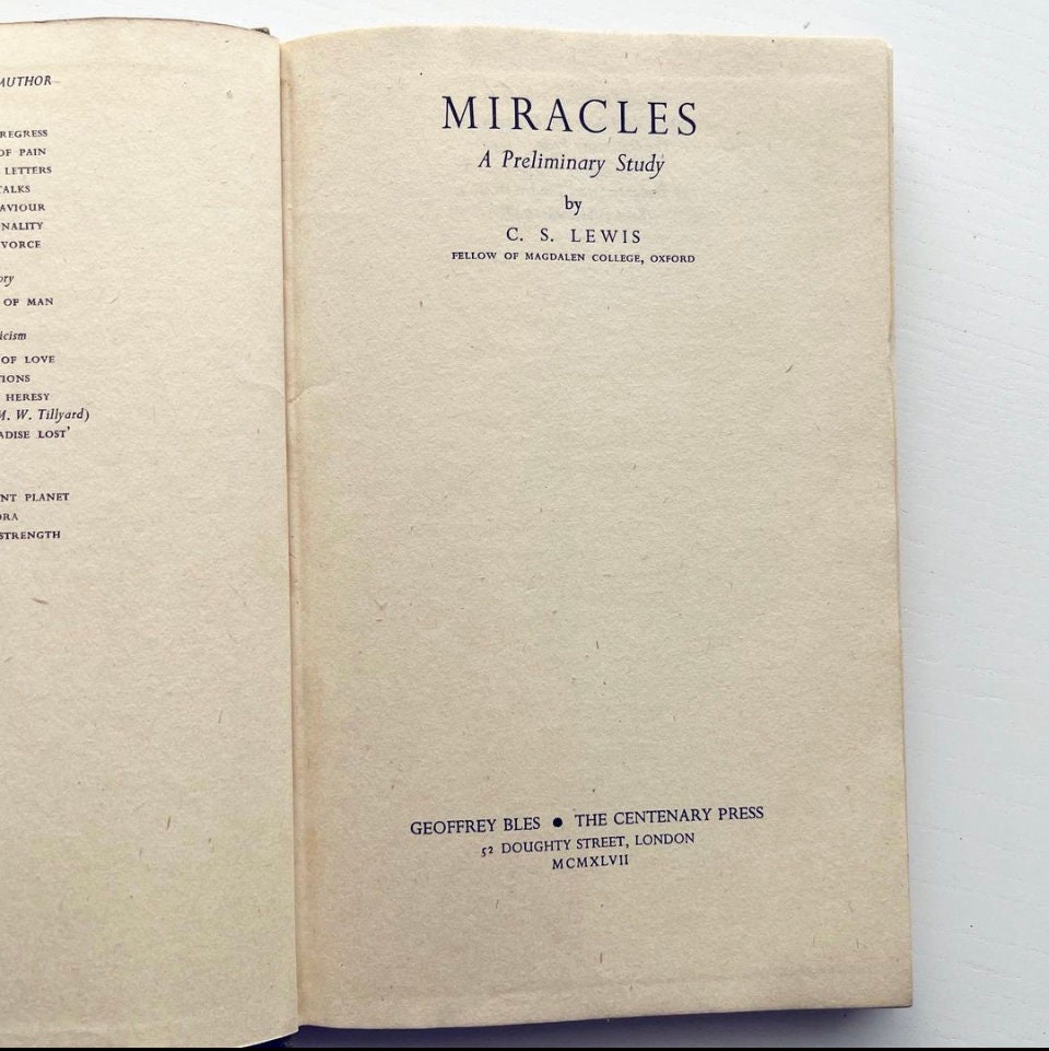 C.S. Lewis, miracles: A Preliminary Study, 1947. First Edition With ...