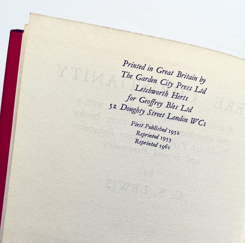 C.S. Lewis mere Christianity 1961. London: Geoffrey Bles. - Etsy