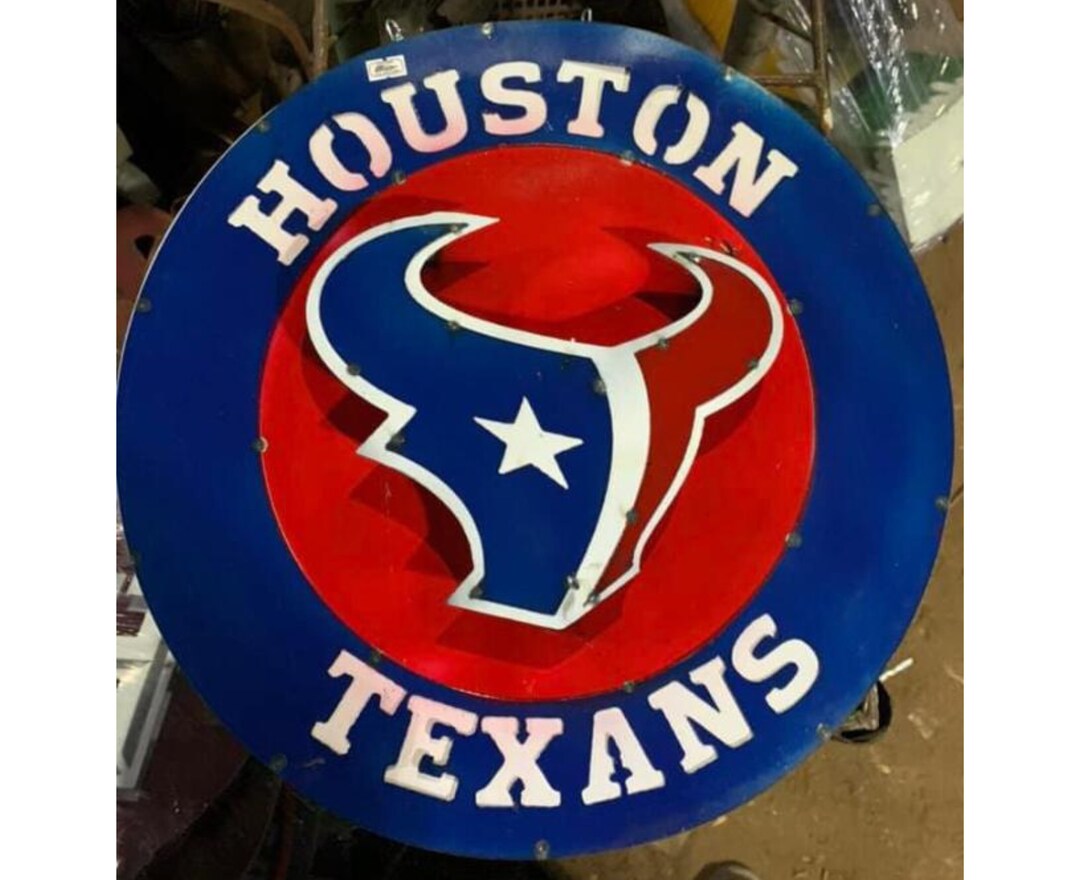 Houston Texans 18 Rustic Round Metal Sign Blue White Red Color Design ...
