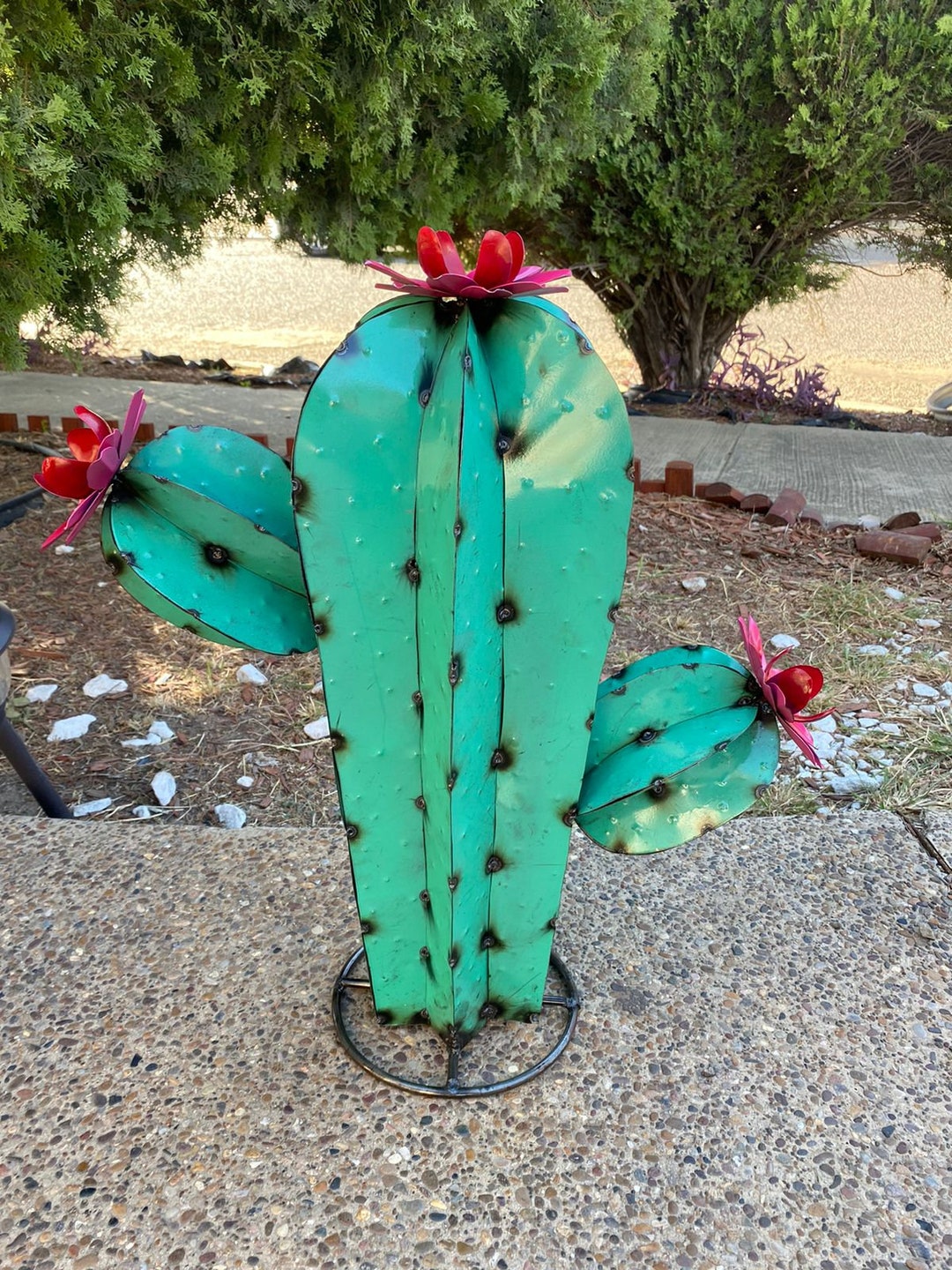 Metal Yard Art Cactus Gordo, Metal Garden Art, Metal Lawn Ornament, 2 ...