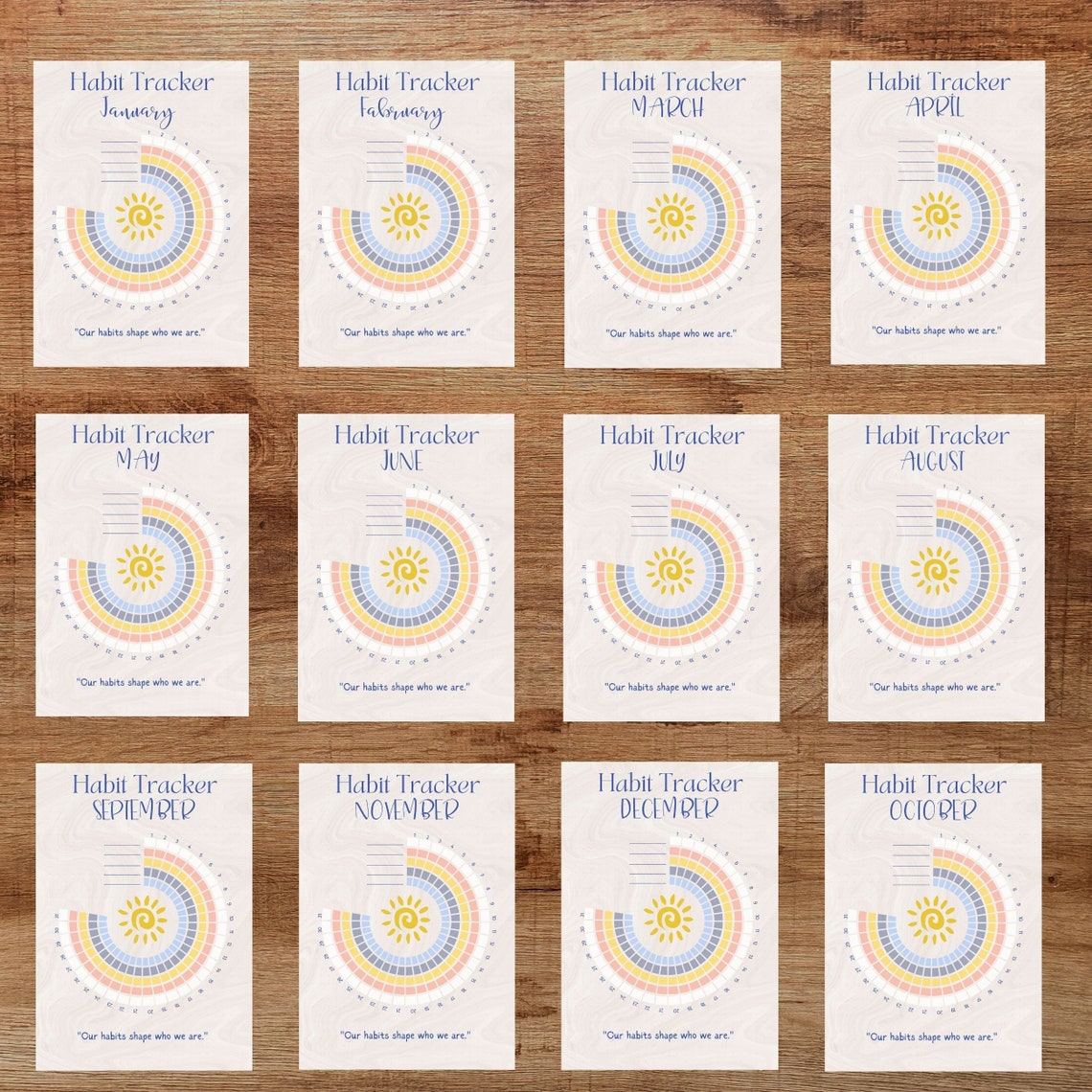 Circle Daily Habit Tracker PDF in Sizes A5, A4, Letter habit Track ...
