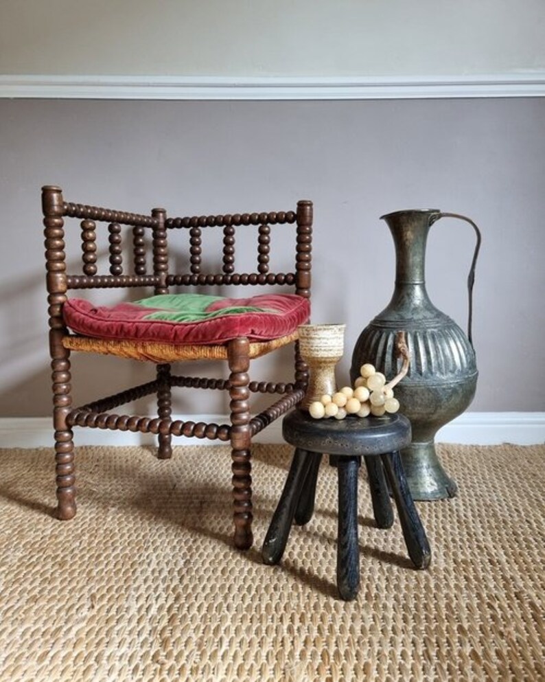 Characterful Antique Bobbin Corner Chair - Etsy UK
