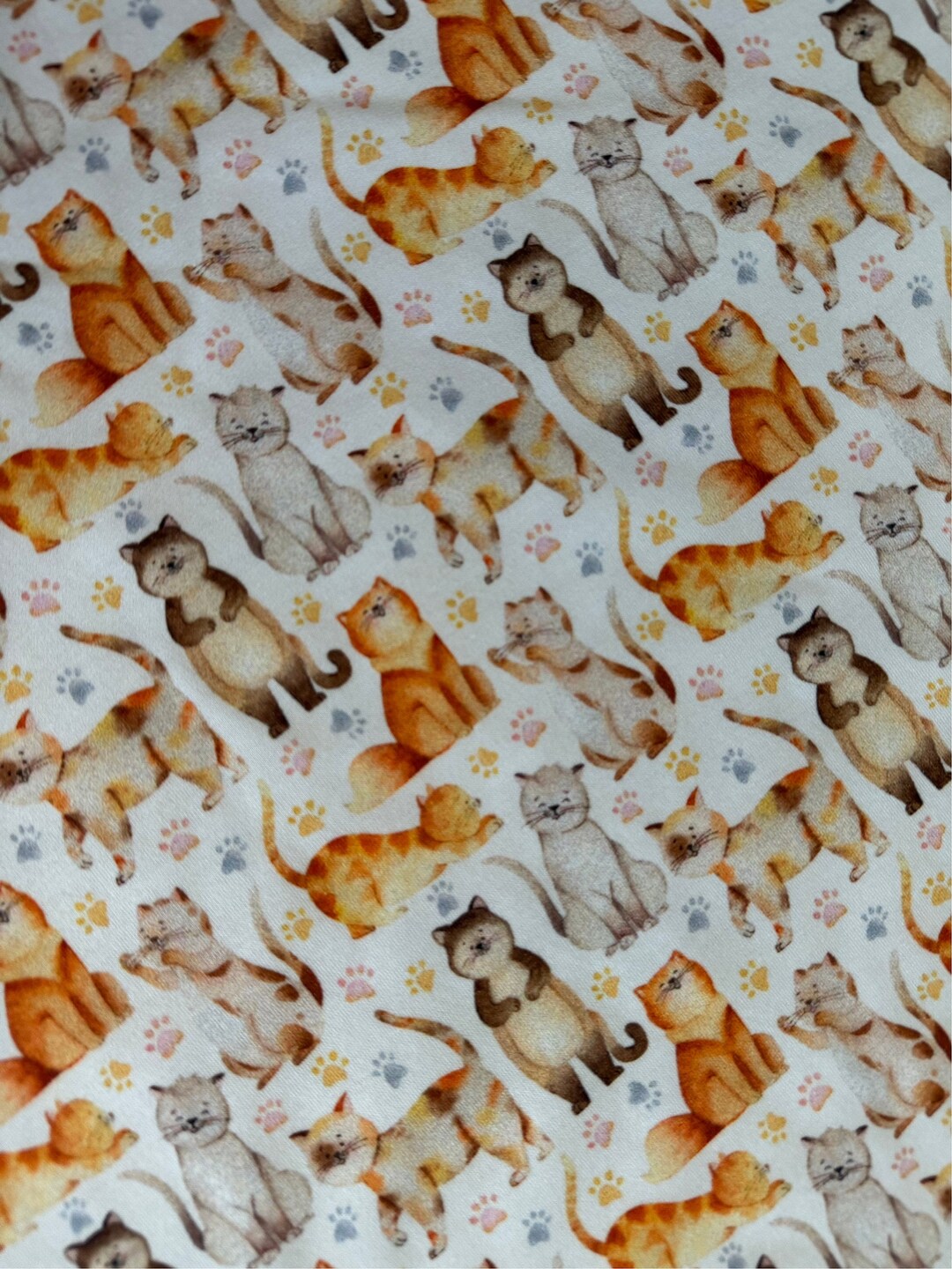 50 Cm Small Cats / Sold by the Meter / Beige / Fabric Summer Sweat ...