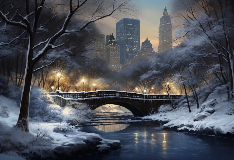 4 NYC Central Park in Winter Digital Images - Etsy