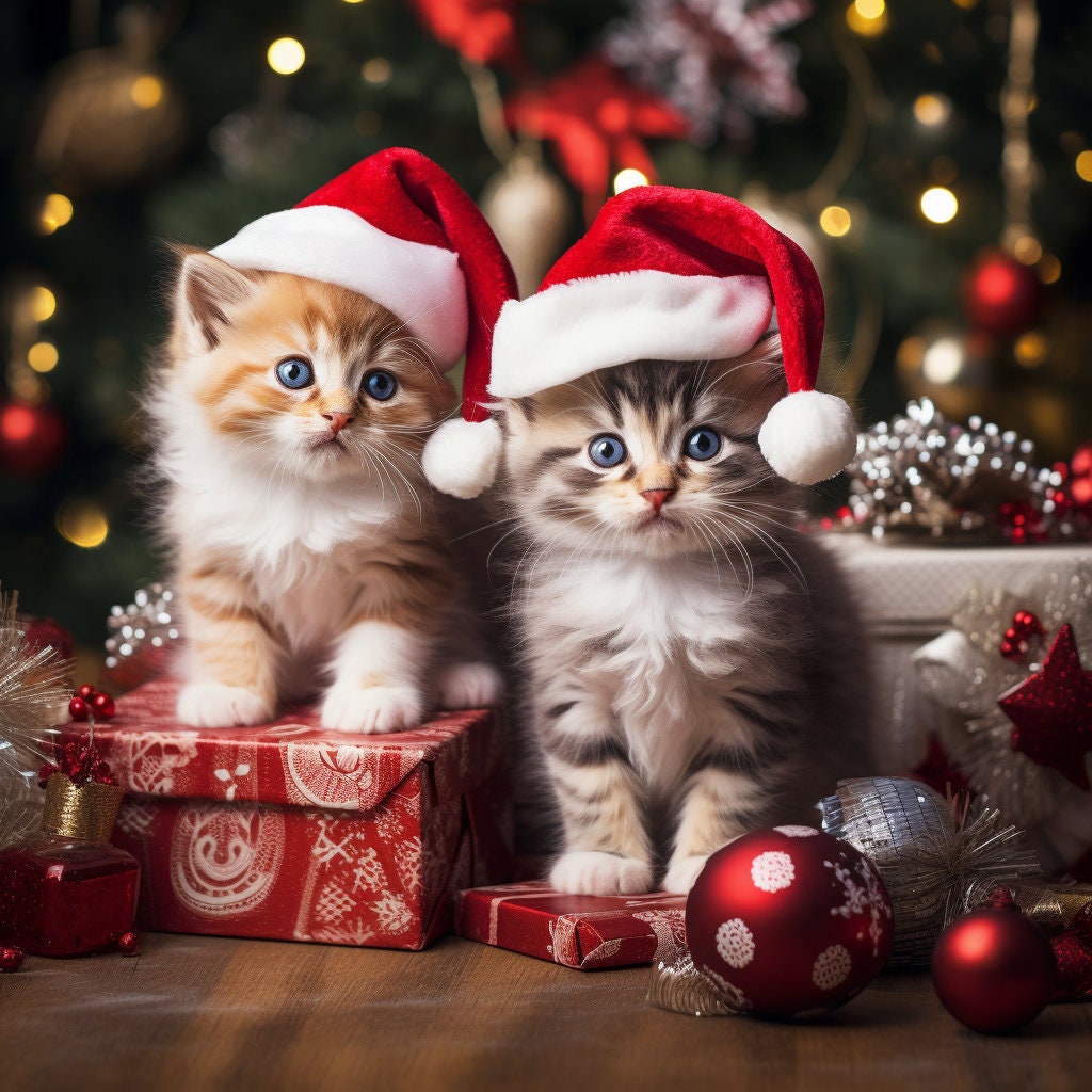 AI WEAR 5 Christmas Kittens for Print (christmas Cards & Wrapping) - Etsy