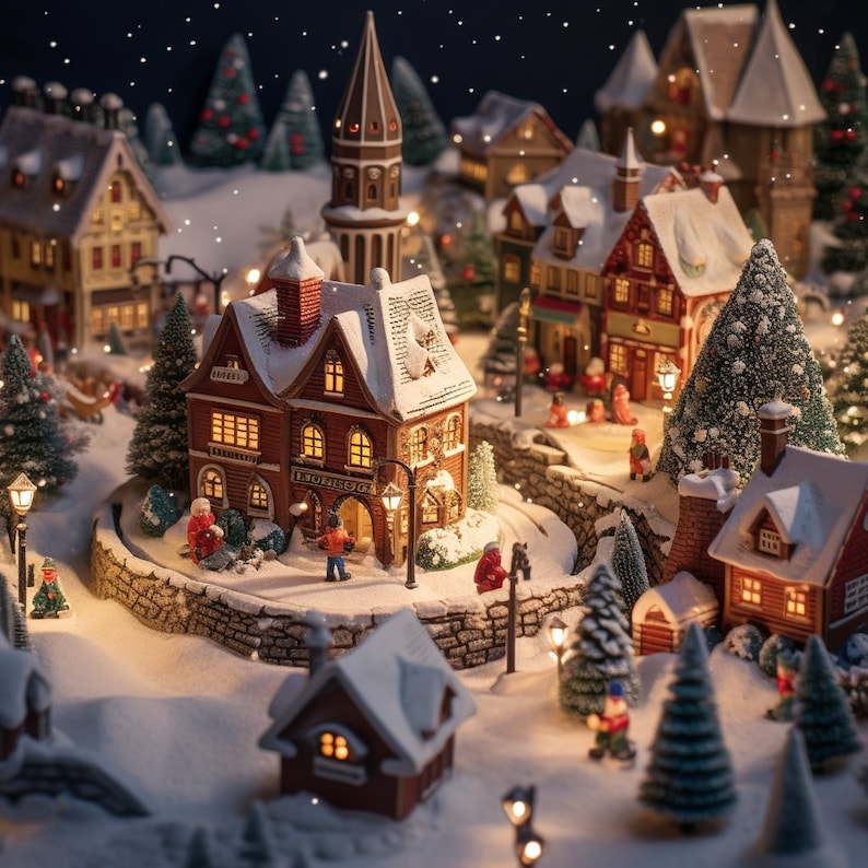 Four Minature Christmas Villages - Digital Images - Etsy