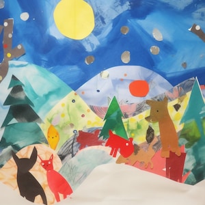 4 Eric Carle Style Rustic Christmas Collages Digital Images - Etsy