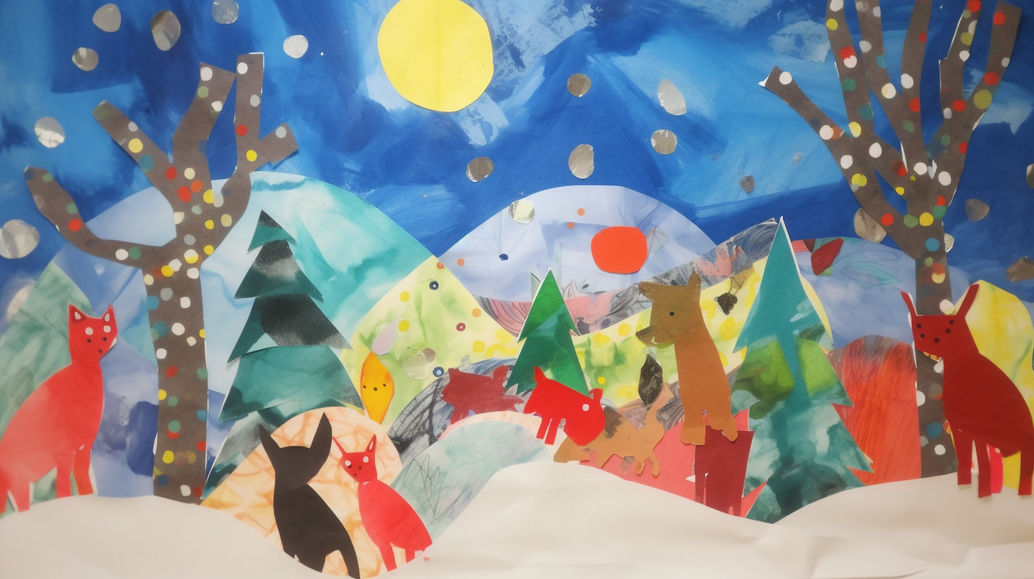 4 Eric Carle Style Rustic Christmas Collages - Digital Images - Etsy