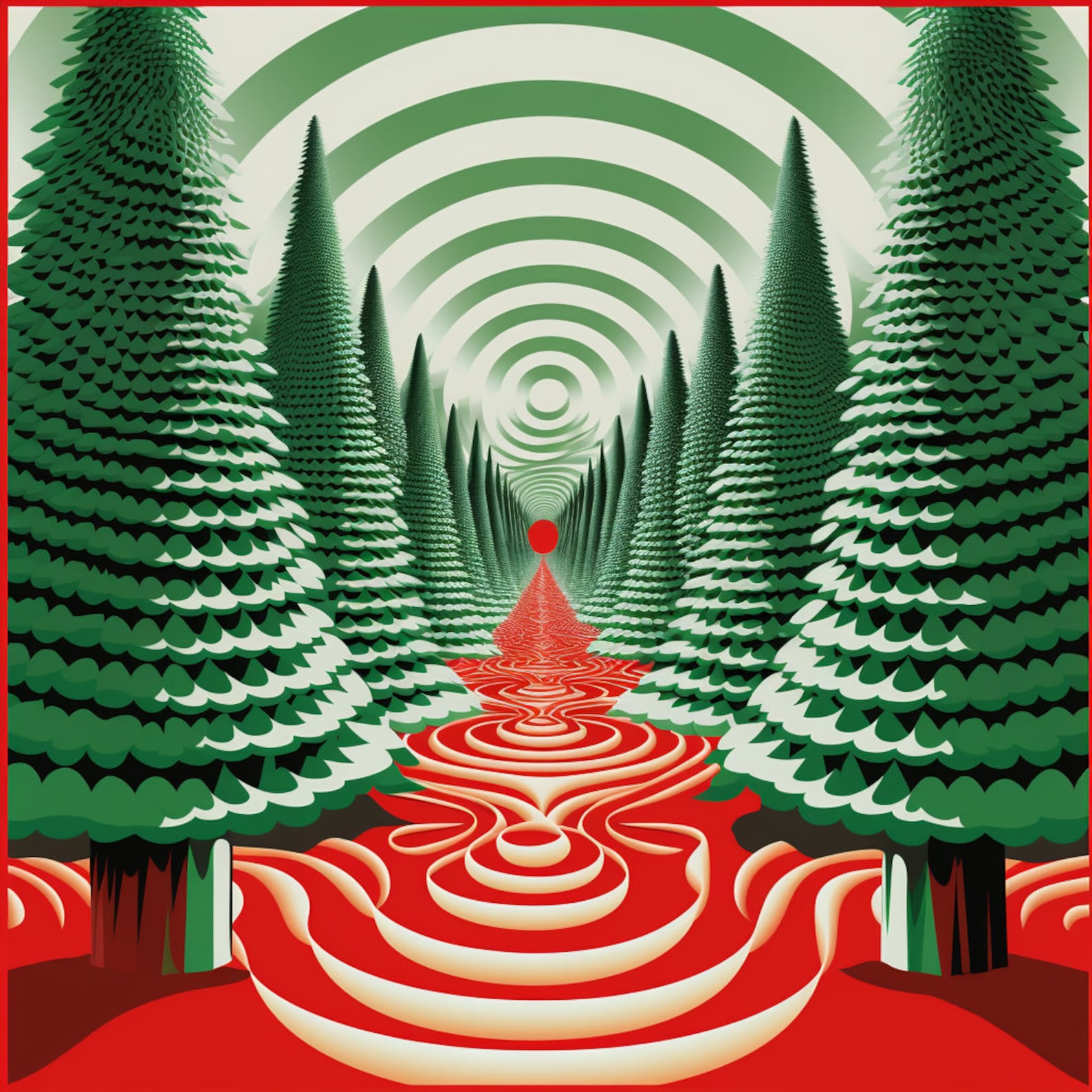 4 Op Art Optical Illusion Christmas Tree Scenes - Etsy