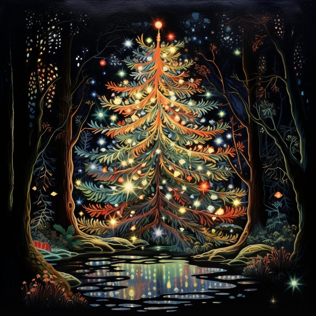 4 Fairy Forest Christmas Trees - Digital Images - Etsy