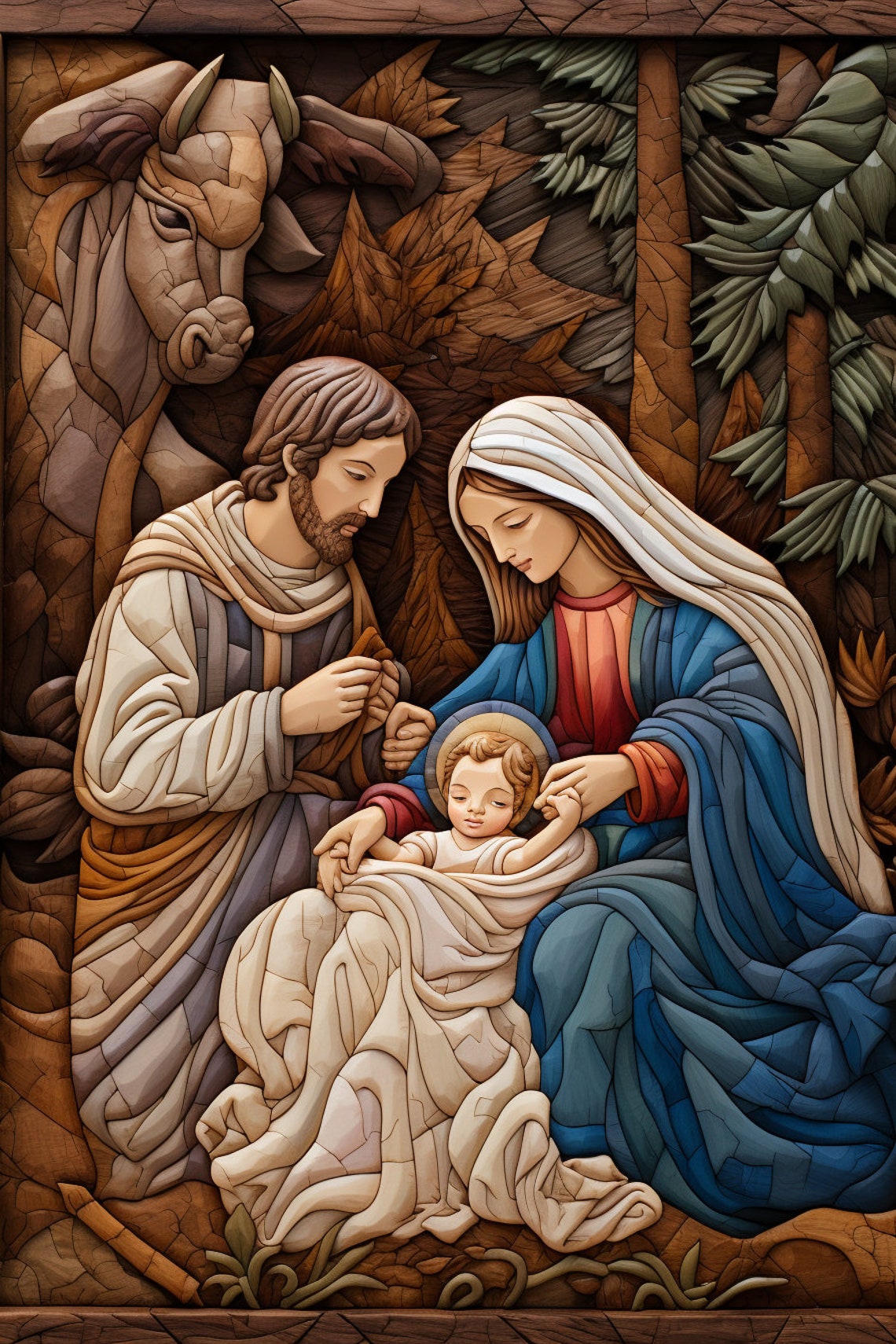 4 Nativity Woodcut Digital Images! - Etsy