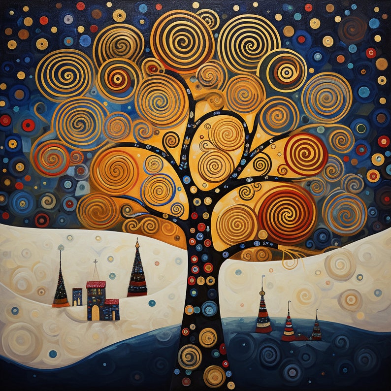 4 Gustav Klimt Inspired Christmas Tree Digital Images - Etsy