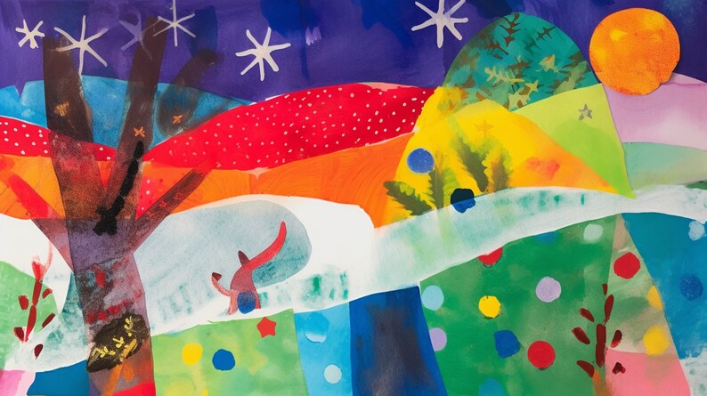4 Eric Carle Style Rustic Christmas Collages Digital Images - Etsy