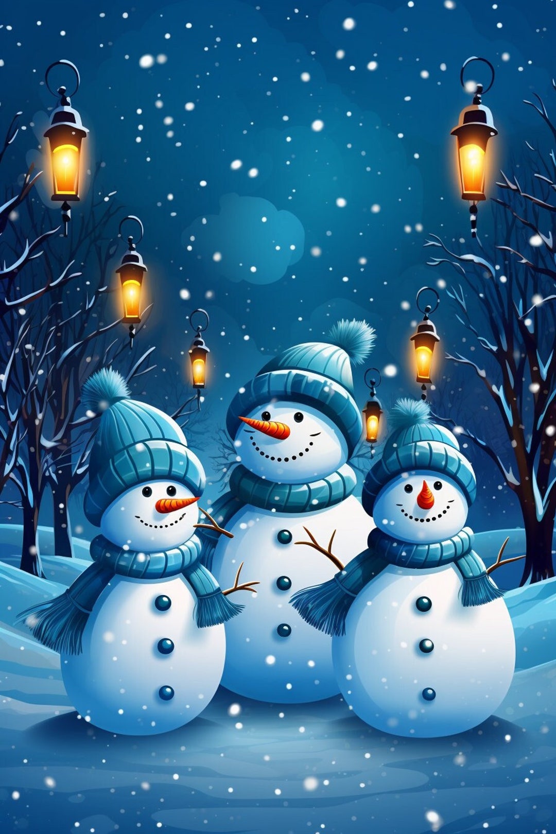 4 Happy Holidays Snowmen! Digital Images - Etsy