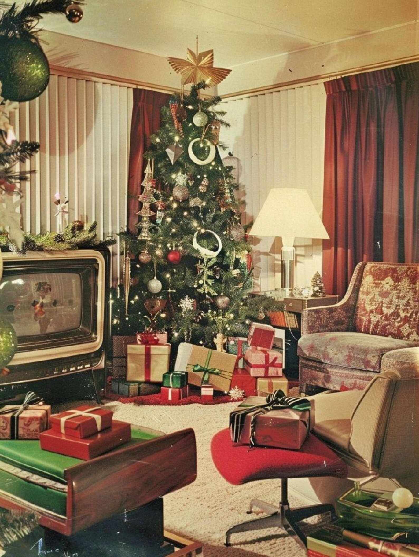 4 60s Vintage Christmas Scenes, Vintage, Wall Art, Crafts, Cards, 1960s ...
