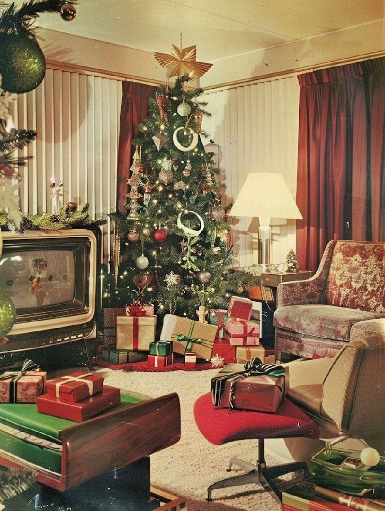 4 60s Vintage Christmas Scenes, Vintage, Wall Art, Crafts, Cards, 1960s ...