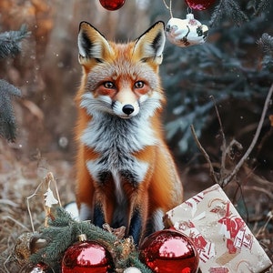 4 Gorgeous Christmas Fox Digital Images, Unique One-of-a-kind! - Etsy