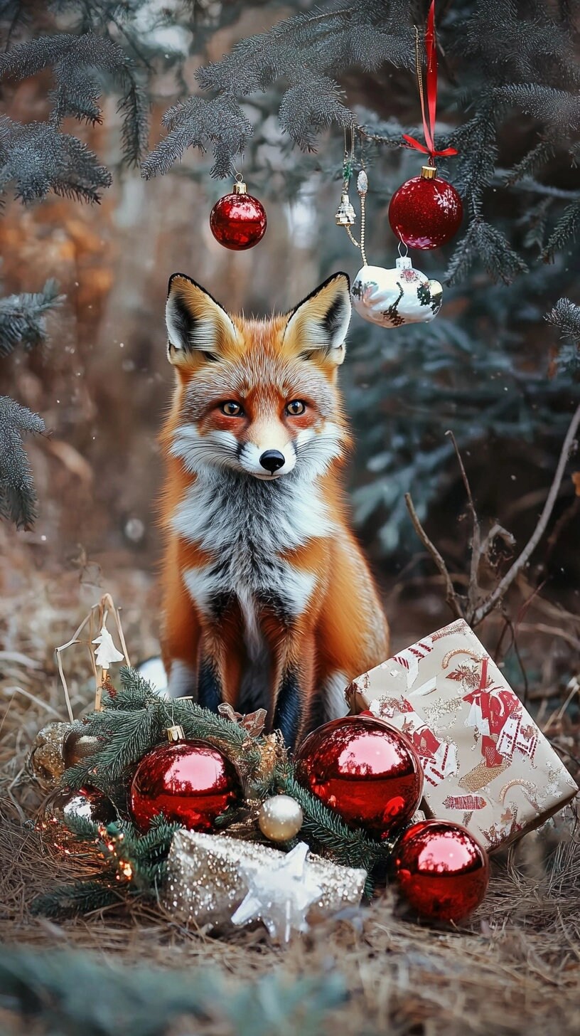 4 Gorgeous Christmas Fox Digital Images, Unique One-of-a-kind! - Etsy