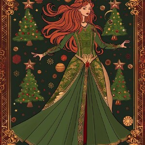 5 One of a Kind Medieval Style Christmas Queen Tarot Card Digital ...