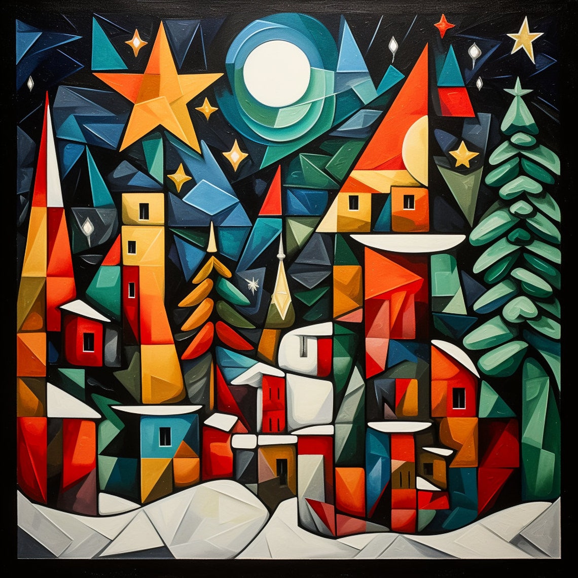 4 Cubism Christmas Scenes, Pablo Picasso Style! - Etsy