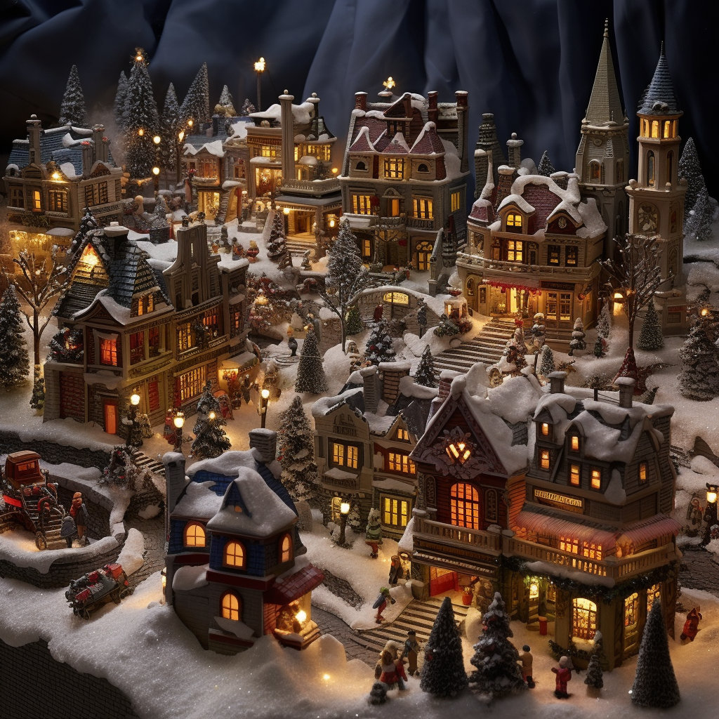 4 Miniature Victorian Christmas Villages - Digital Images - Etsy