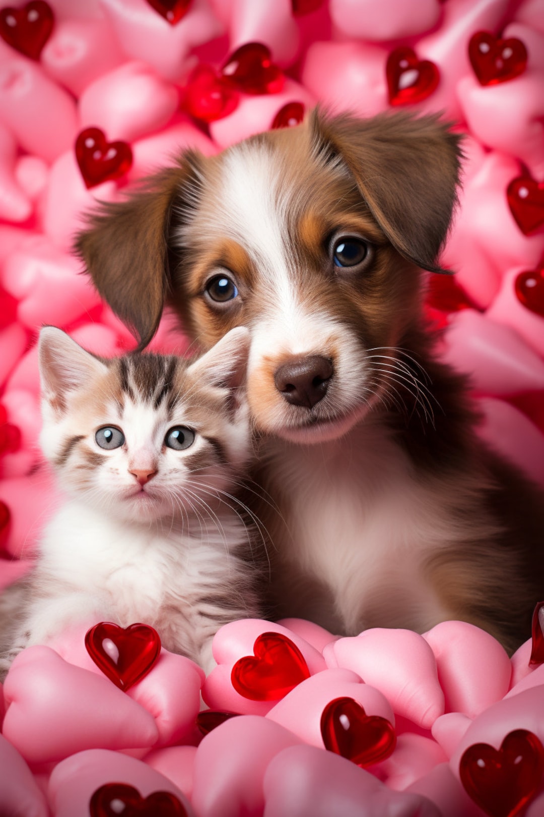4 Adorable Puppy & Kitten Valentines Digital Images! - Etsy
