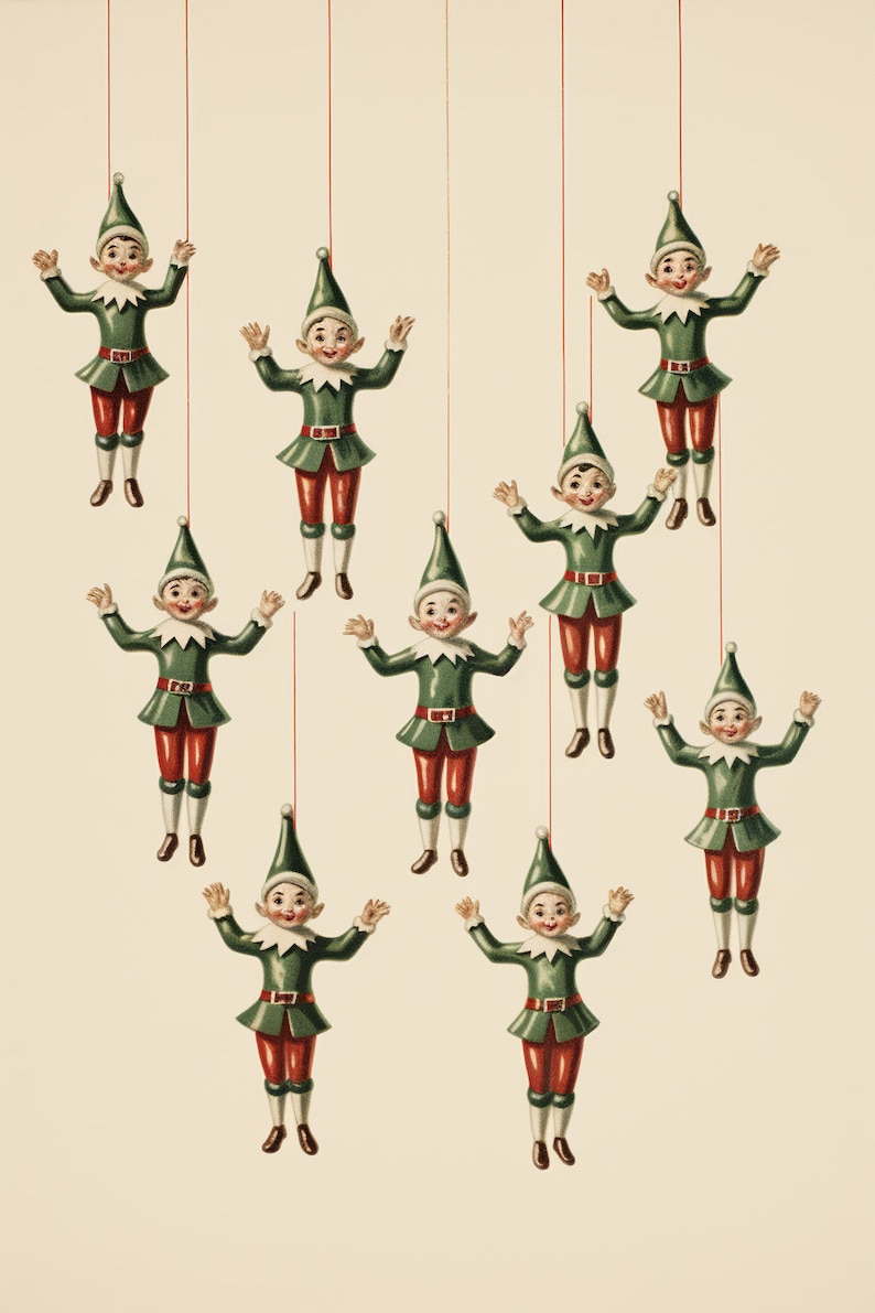 10 Adorable Christmas Elves 1950s Style - Digital Images Zip - Etsy