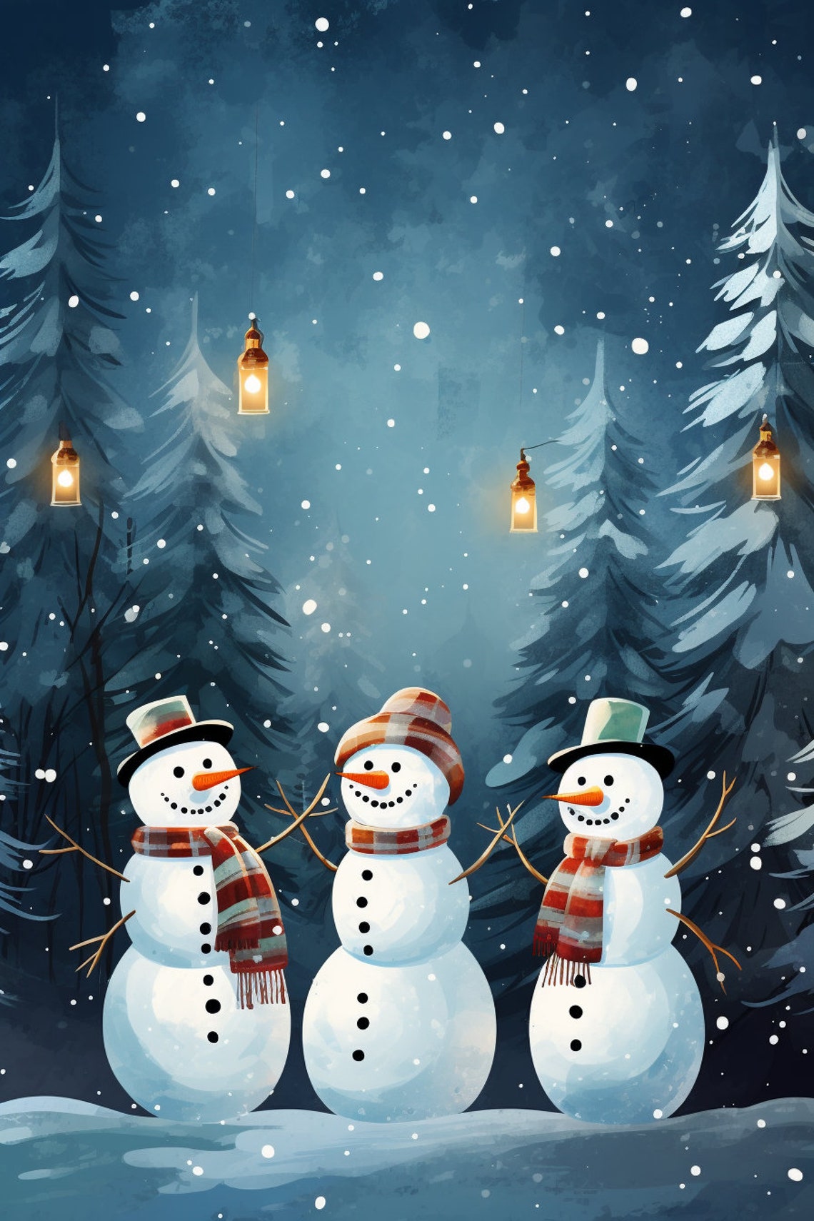 4 Happy Holidays Snowmen! Digital Images - Etsy