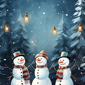 4 Happy Holidays Snowmen! Digital Images - Etsy
