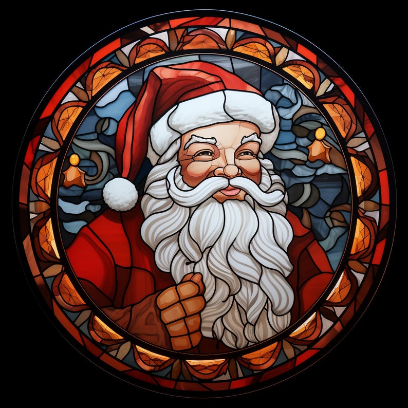 4 Stained Glass Santa Digital Images - Etsy