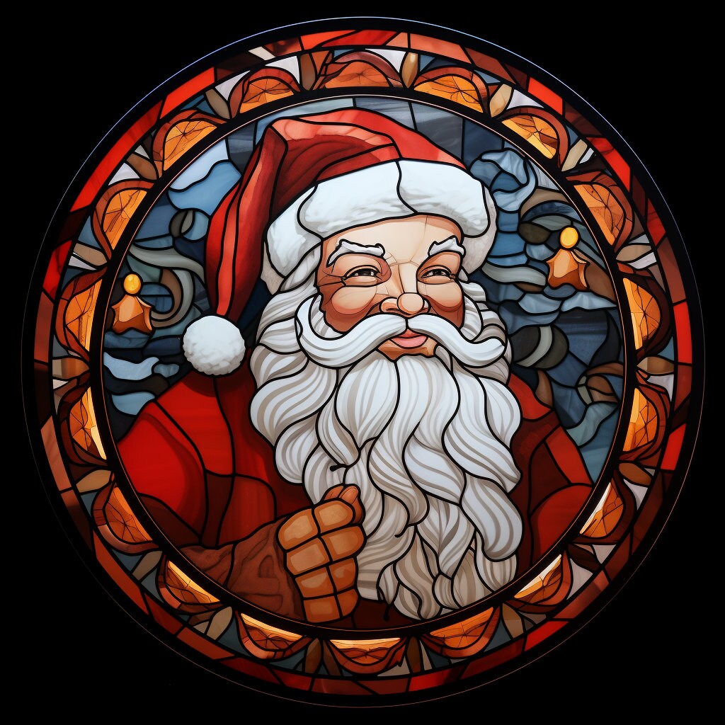 4 Stained Glass Santa Digital Images - Etsy