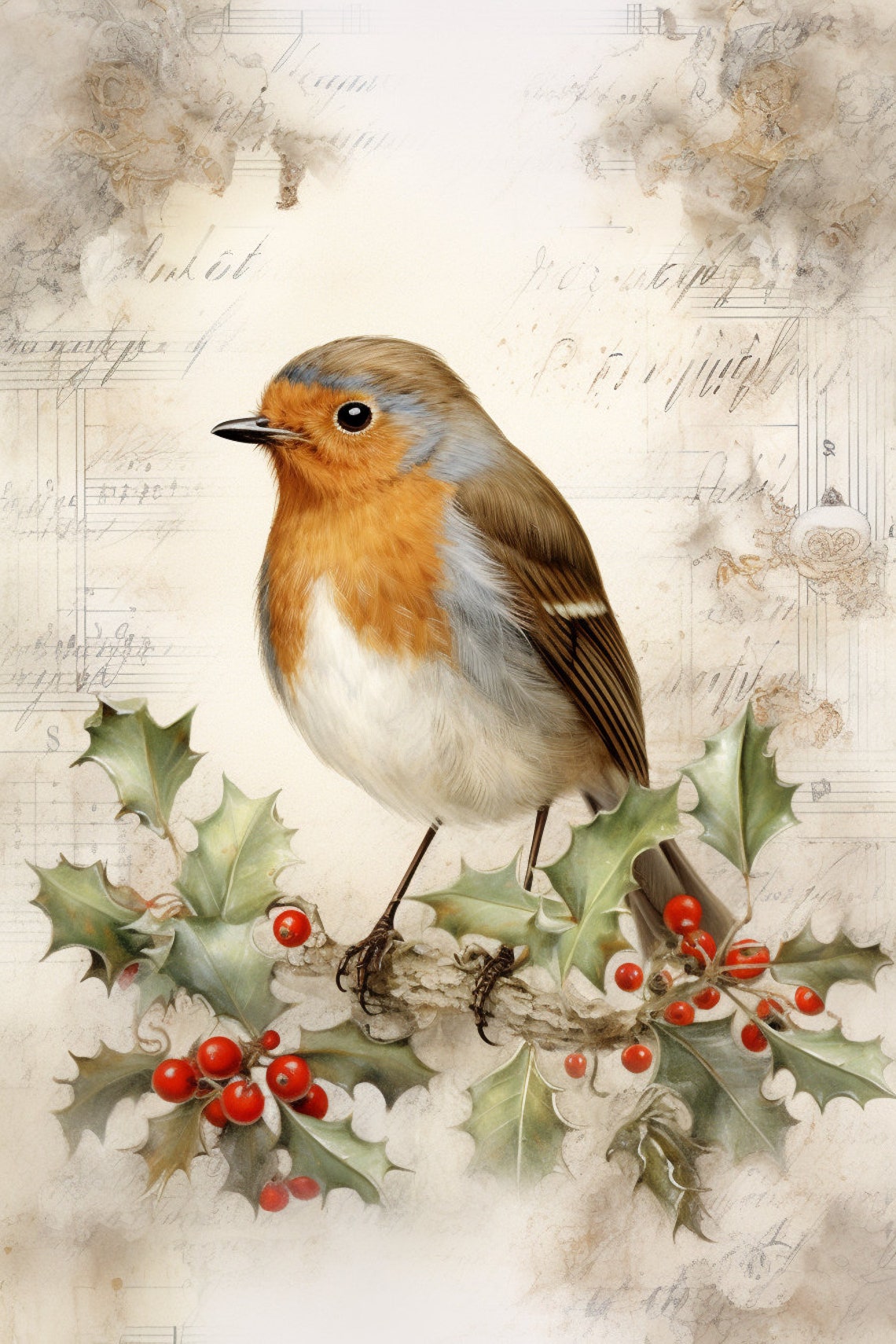 4 Lovely Victorian Christmas Robins Digital Images - Etsy
