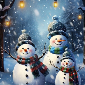 4 Happy Holidays Snowmen! Digital Images - Etsy