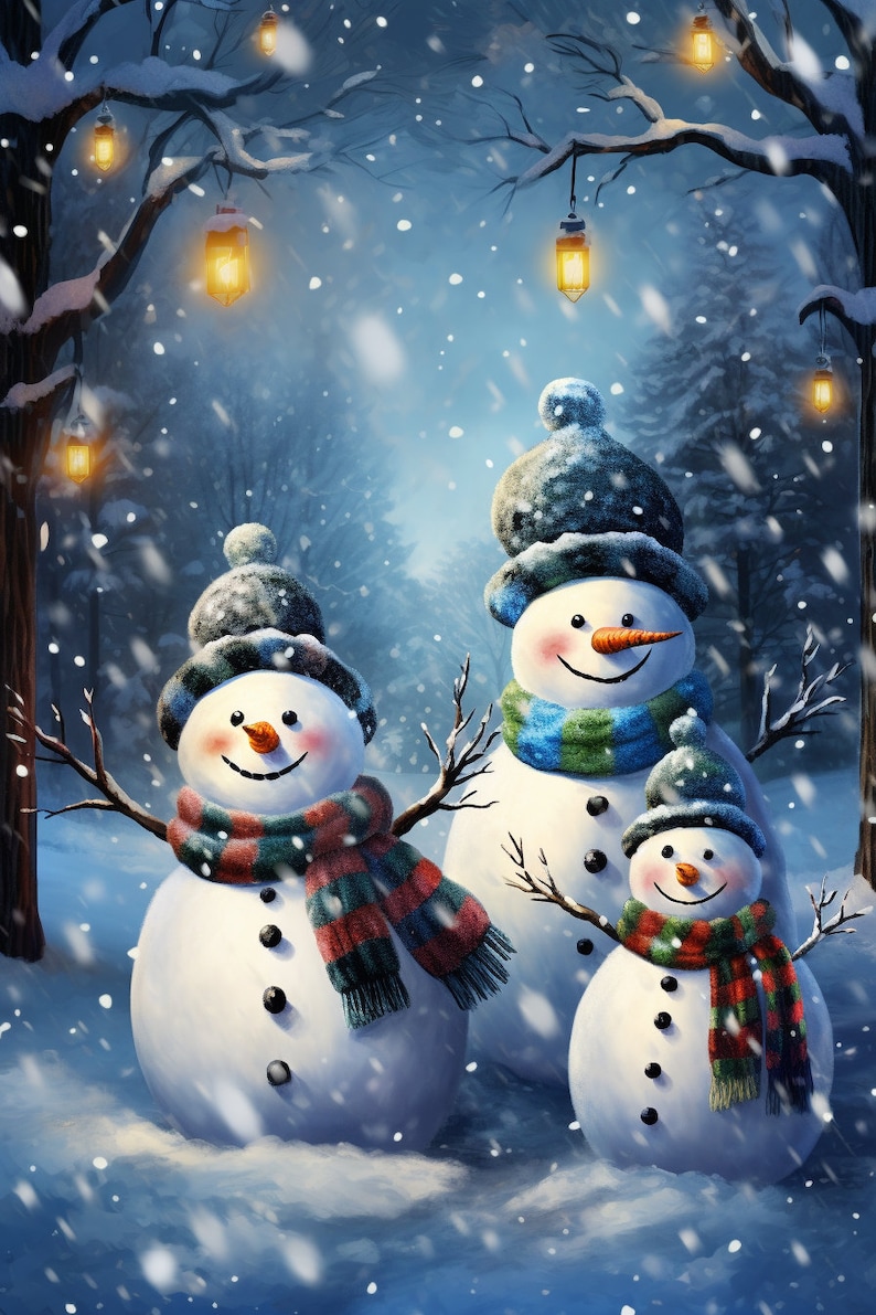4 Happy Holidays Snowmen! Digital Images - Etsy