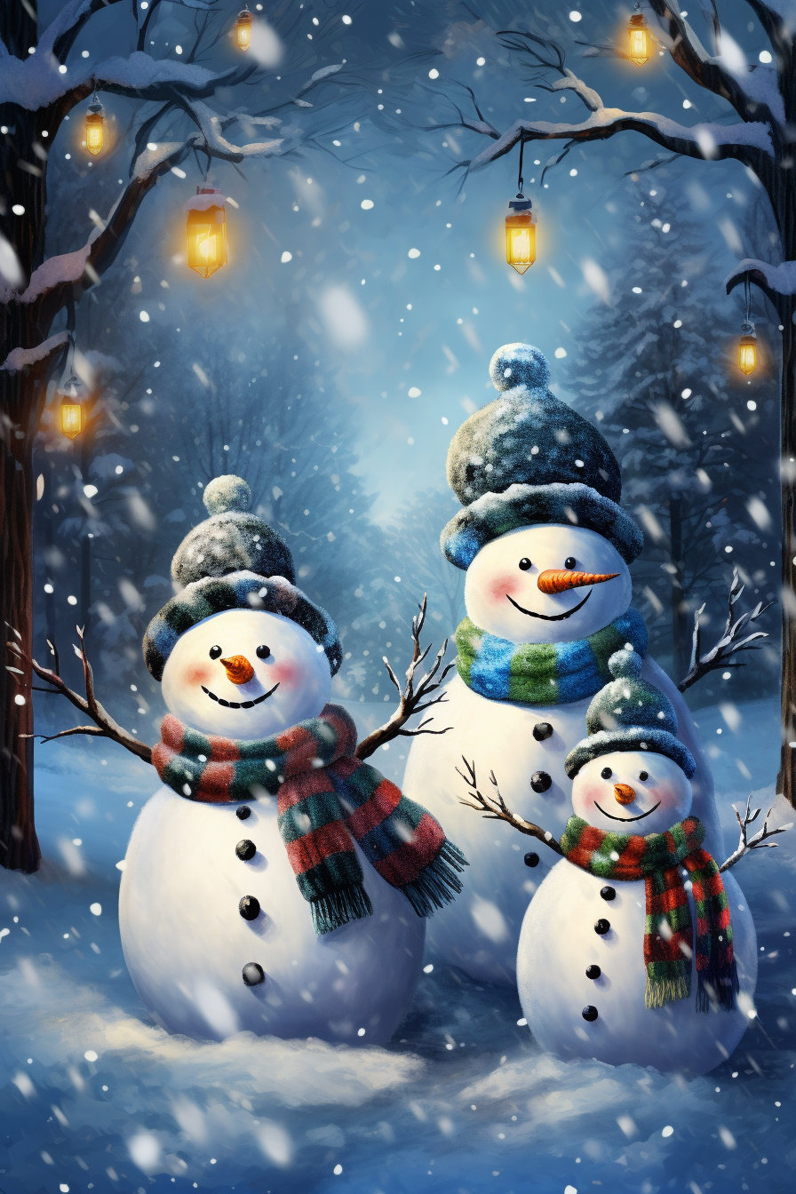 4 Happy Holidays Snowmen! Digital Images - Etsy
