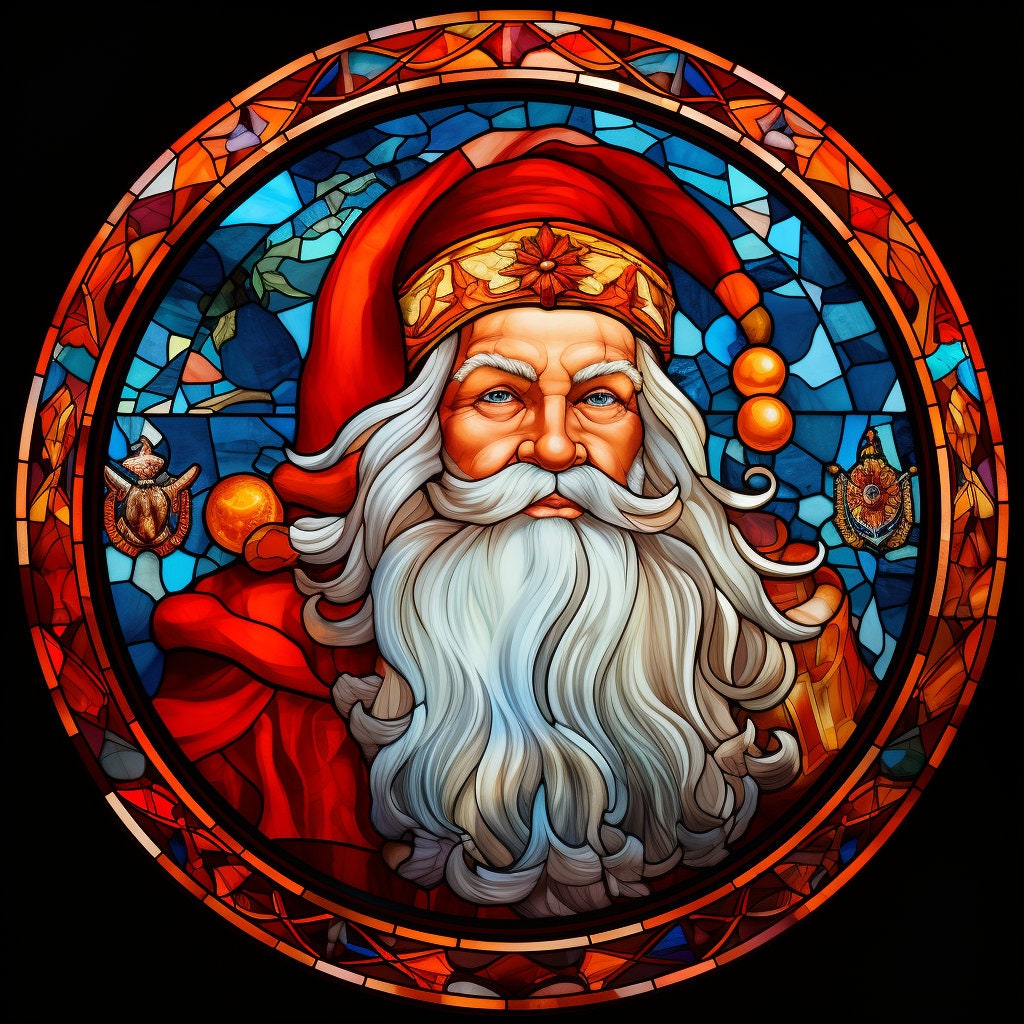4 Stained Glass Santa Digital Images - Etsy