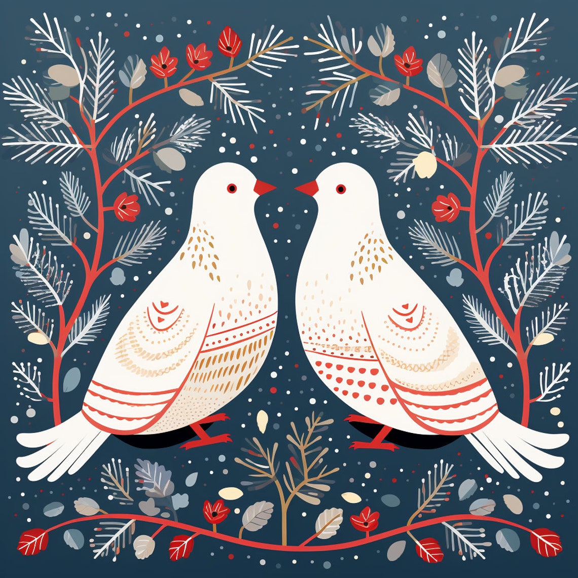 Two Turtledoves! 4 Unique & Adorable Christmas Digital Images! - Etsy