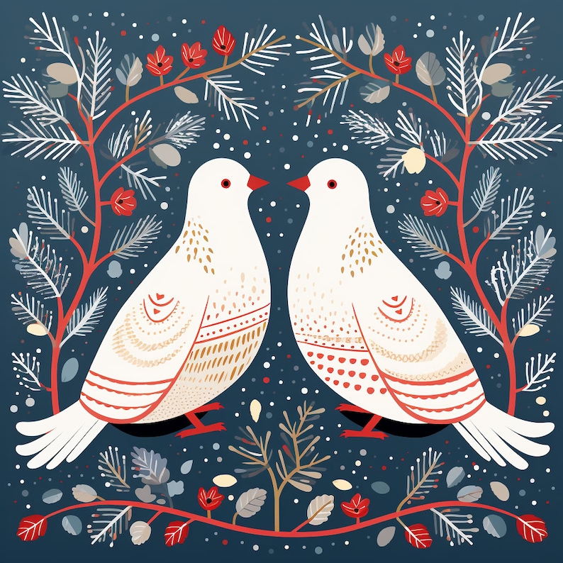 Two Turtledoves! 4 Unique & Adorable Christmas Digital Images! - Etsy
